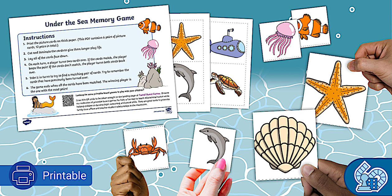 Under the Sea Memory Game for Printable Summer Activities