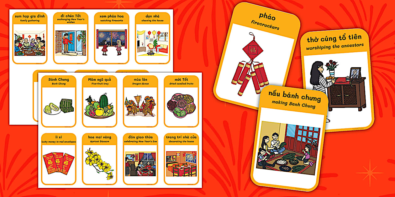 Thẻ Học Song Ngữ Từ Vựng Tết - Twinkl