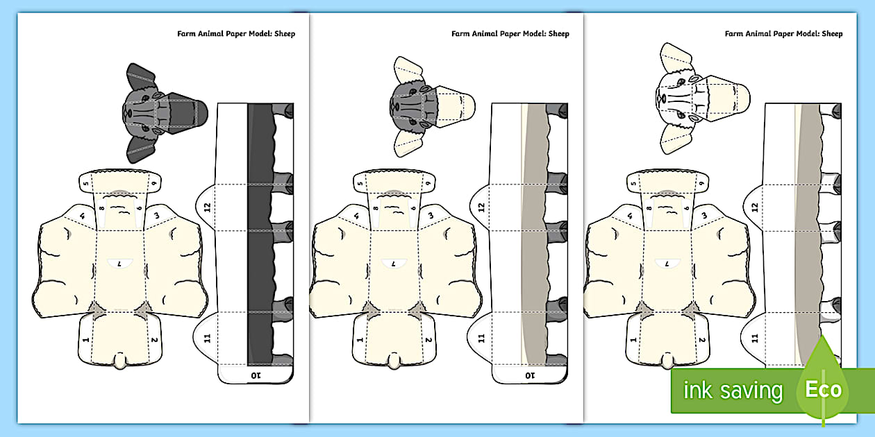 Farm Animal Paper Model Sheep (teacher made) - Twinkl