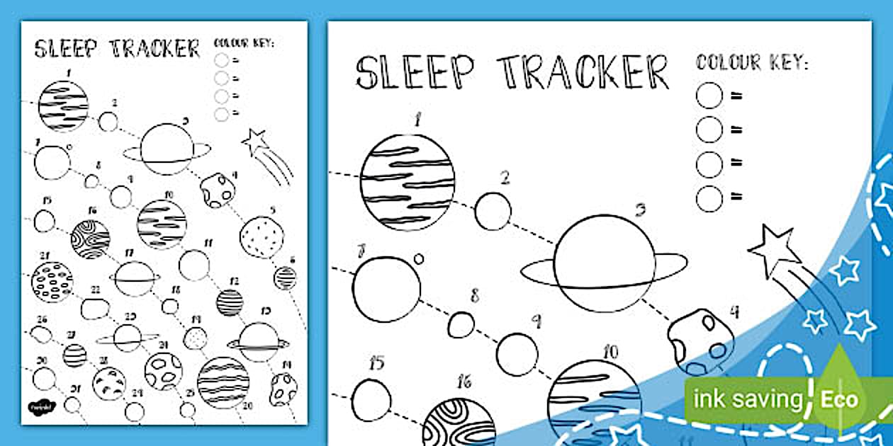 Space-Themed Sleep Tracker Bullet Journal Page - Twinkl