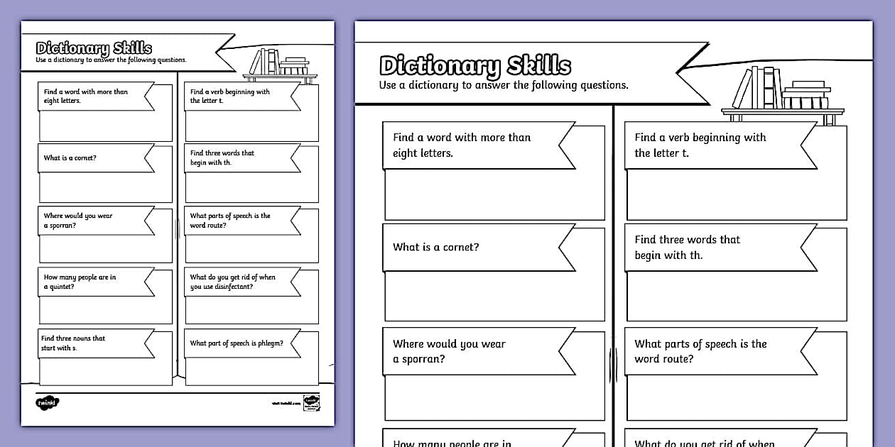 Dictionary Skills Worksheet for 6th-8th Grade (teacher made)