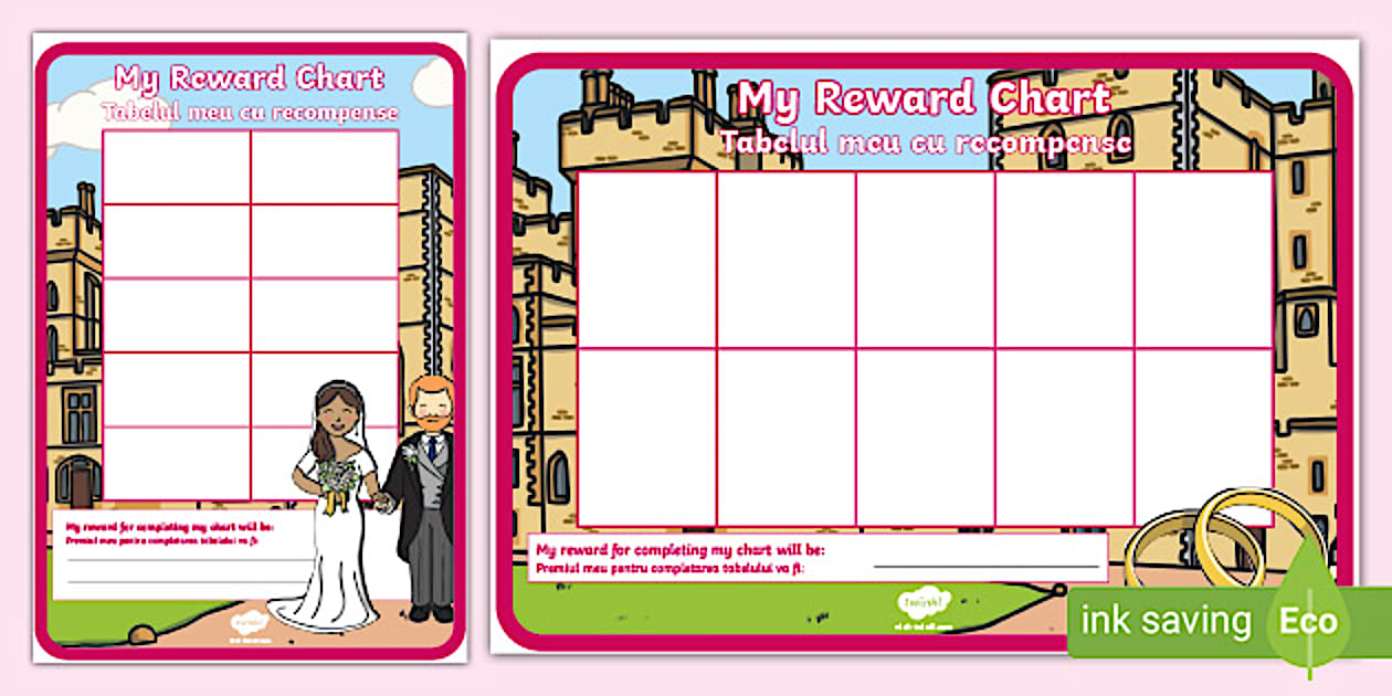 Wedding 10 Frame Sticker Reward Charts - English/Romanian