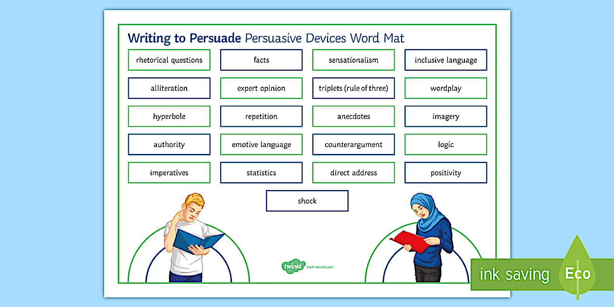 Persuasive Devices Word Mat (teacher made) - Twinkl