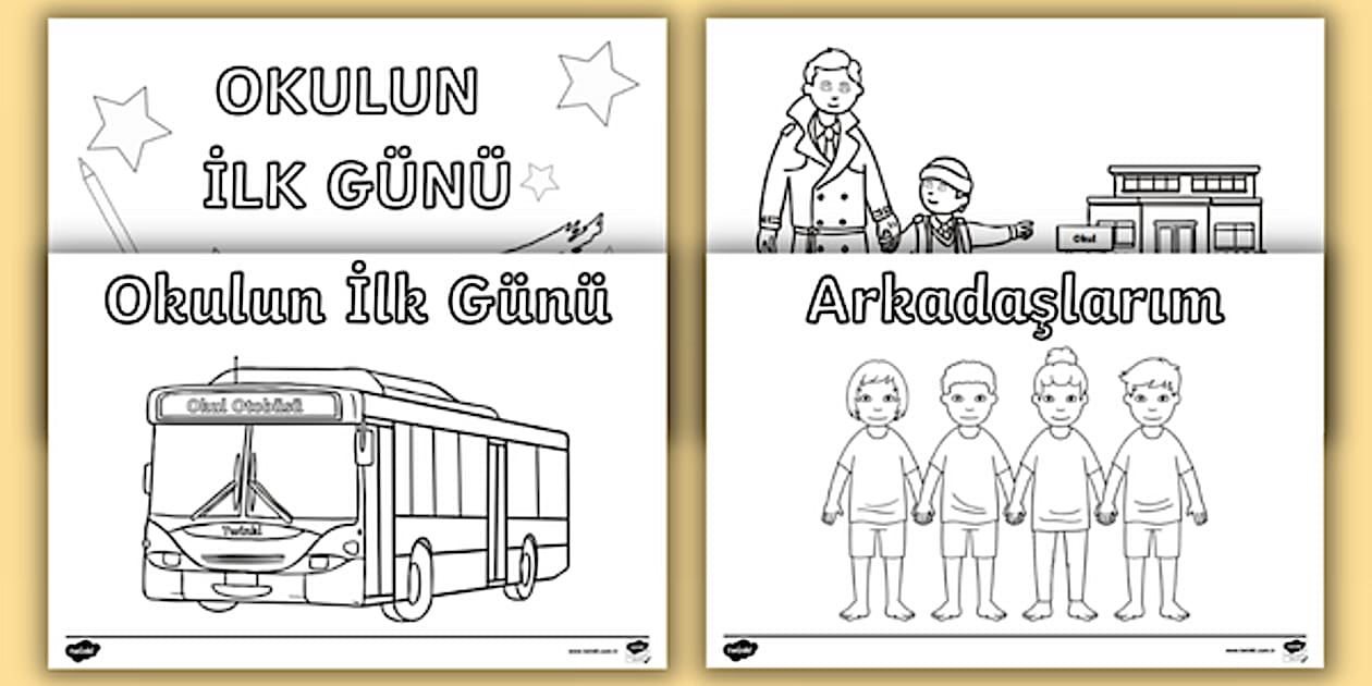 1 Sınıf Uyum Haftası Etkinlikleri Boyama Sayfaları
