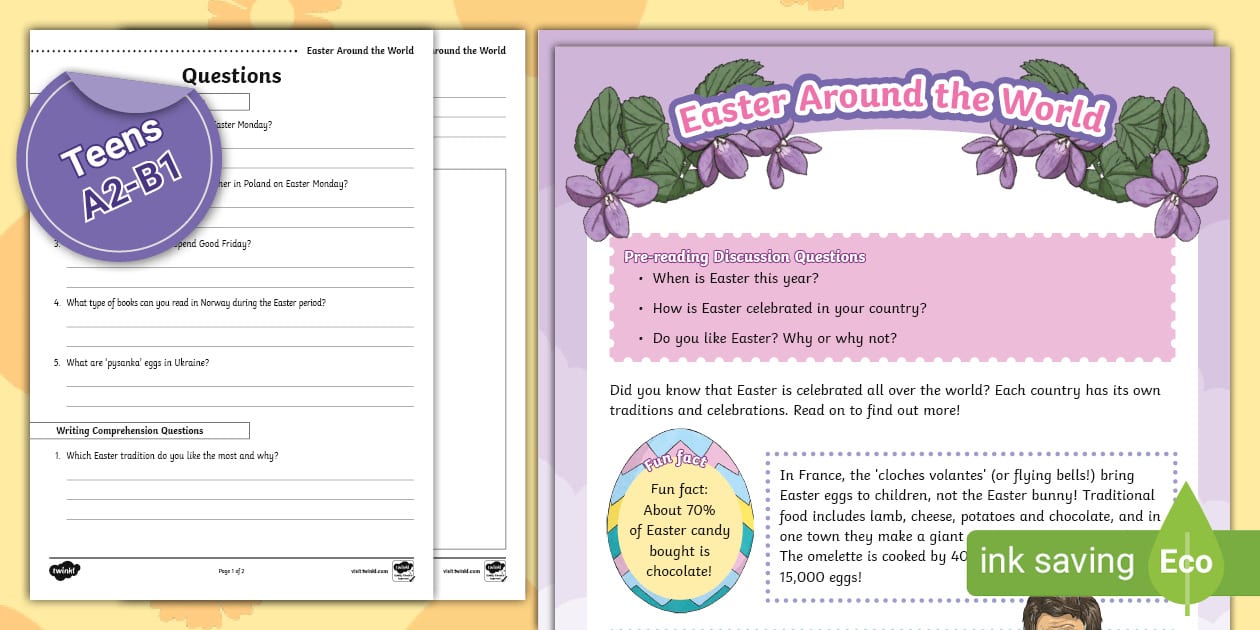 ESL Easter Around the World Reading Comprehension [Teens, A2-B1]