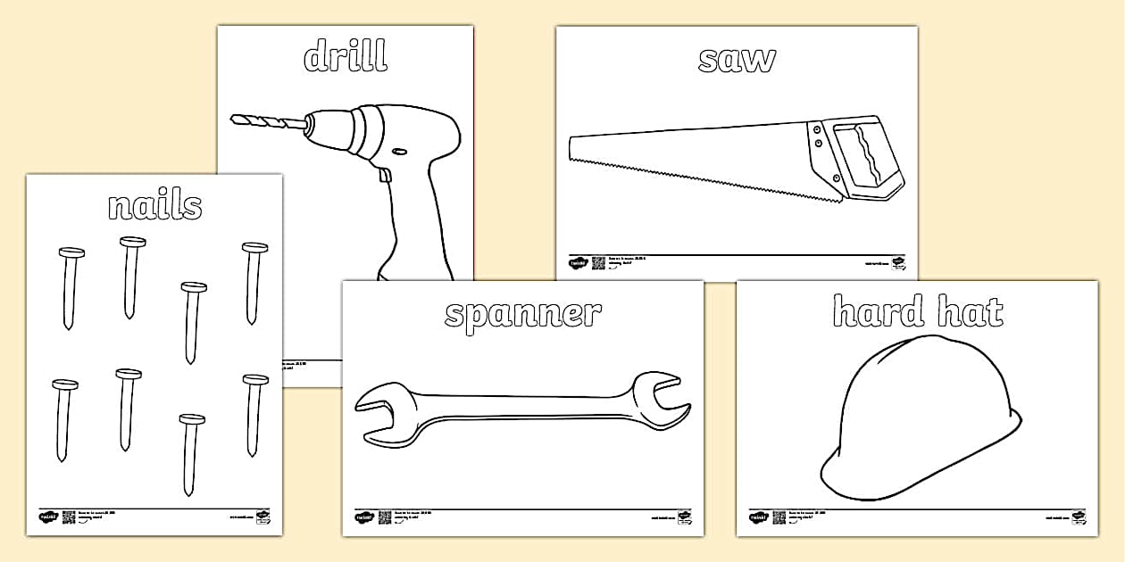 Tools Colouring Sheets Activity (teacher made) - Twinkl