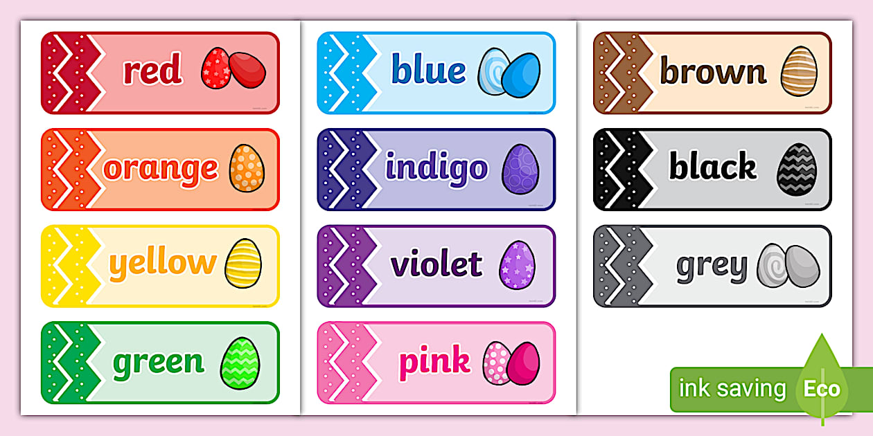 Colour Words on Easter Eggs Words Cards (teacher made)