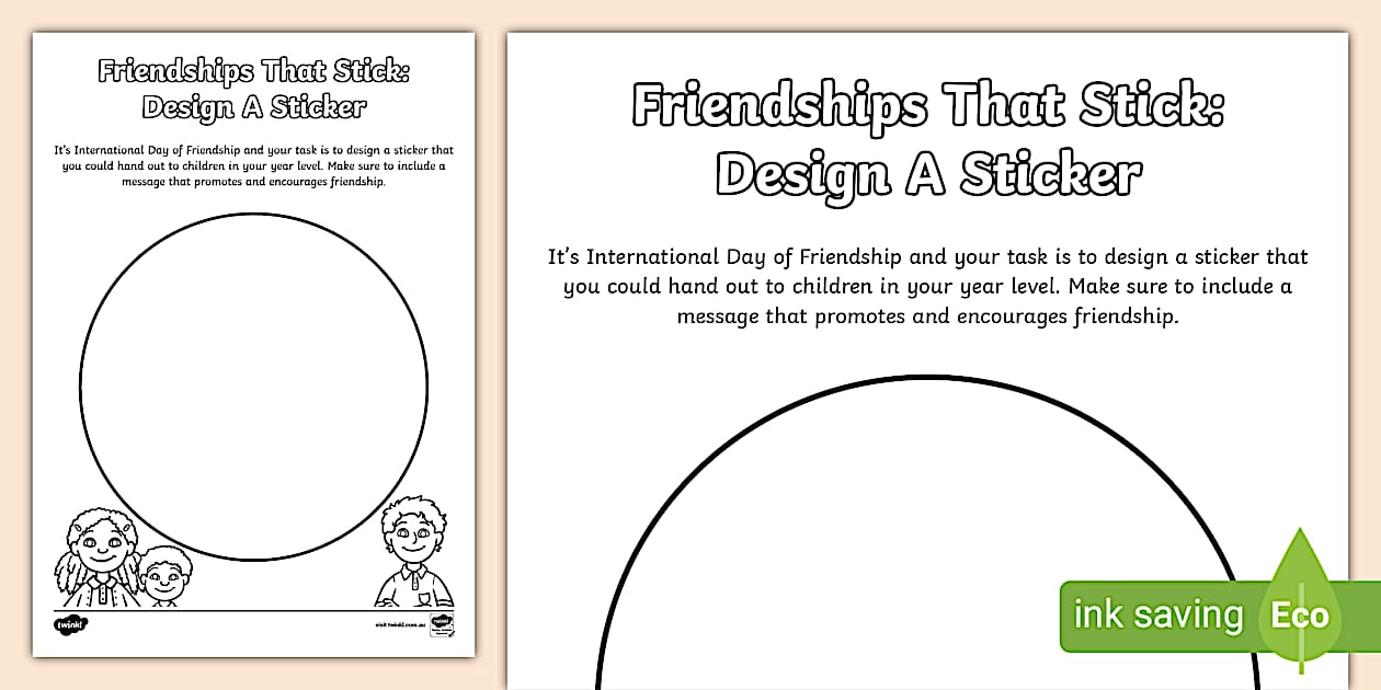 Friendships That Sticks: Design A Sticker Activity - Twinkl