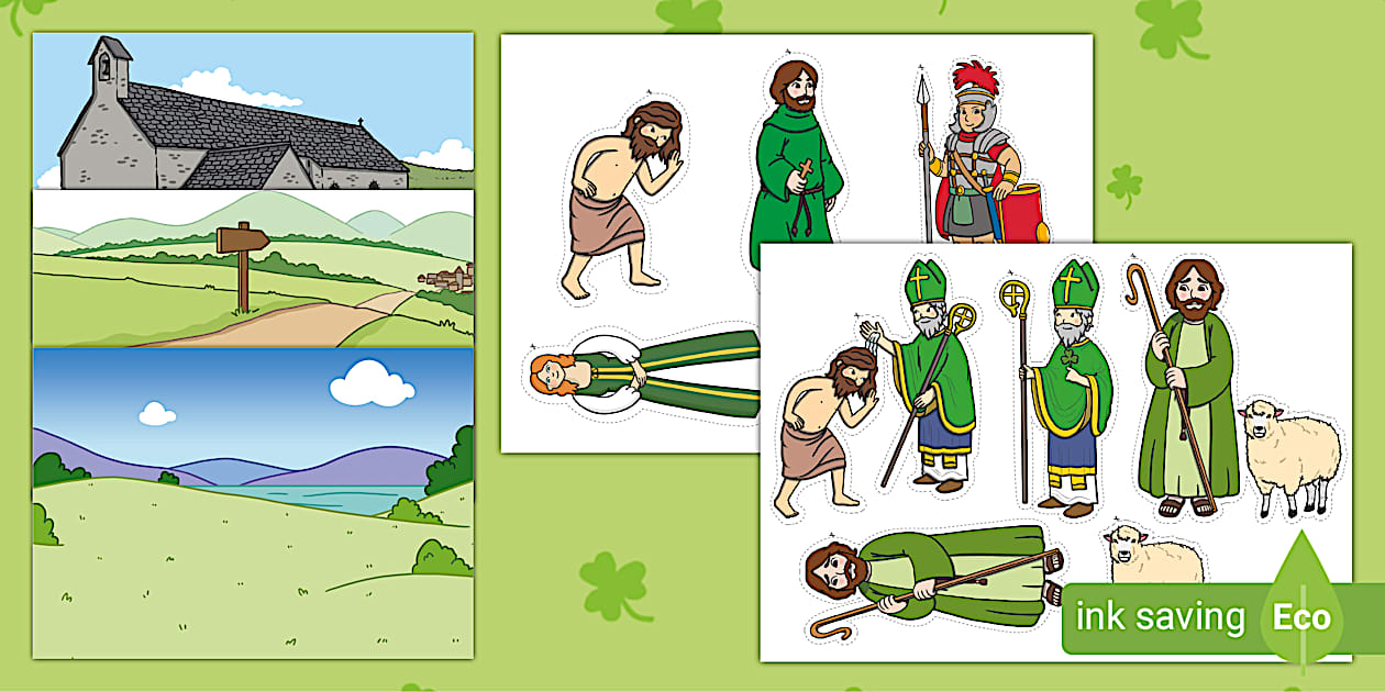 KS1 The Story of Saint Patrick Stick Puppets (teacher made)