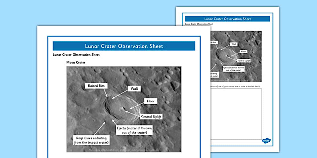 Lunar Craters Observation Sheet - Twinkl