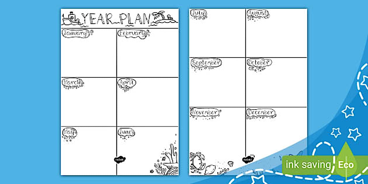 Ocean-Themed Year Plan Bullet Journal Page (Teacher-Made)