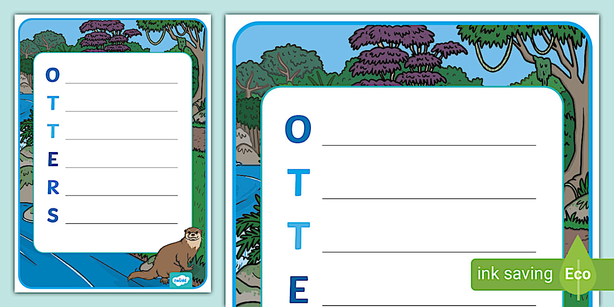 Otters Acrostic Poem Template (teacher made) - Twinkl