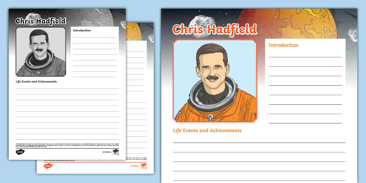 Chris Hadfield Biography Writing Template - Twinkl