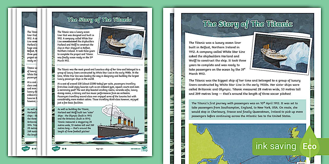 The story of The Titanic Comprehension KS2 (teacher made)