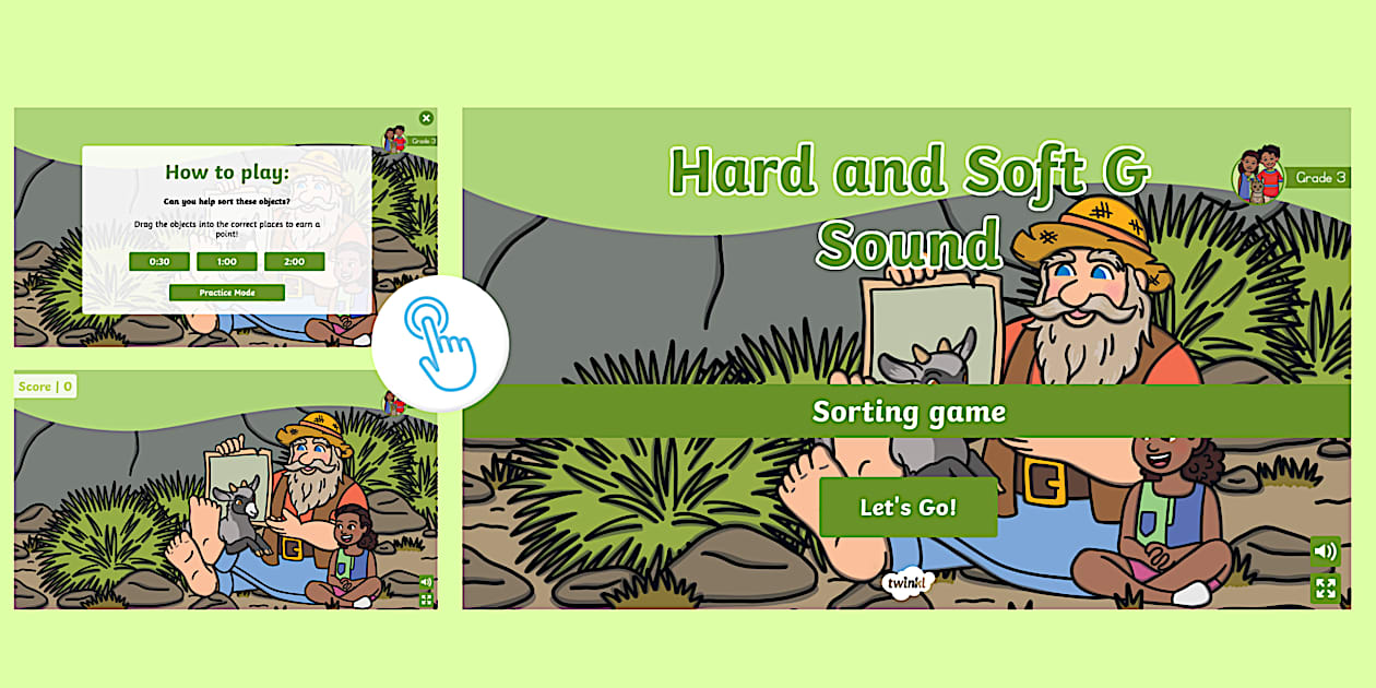 Grade 3 Phonics: Hard and Soft G Sound Interactive Sorting Game