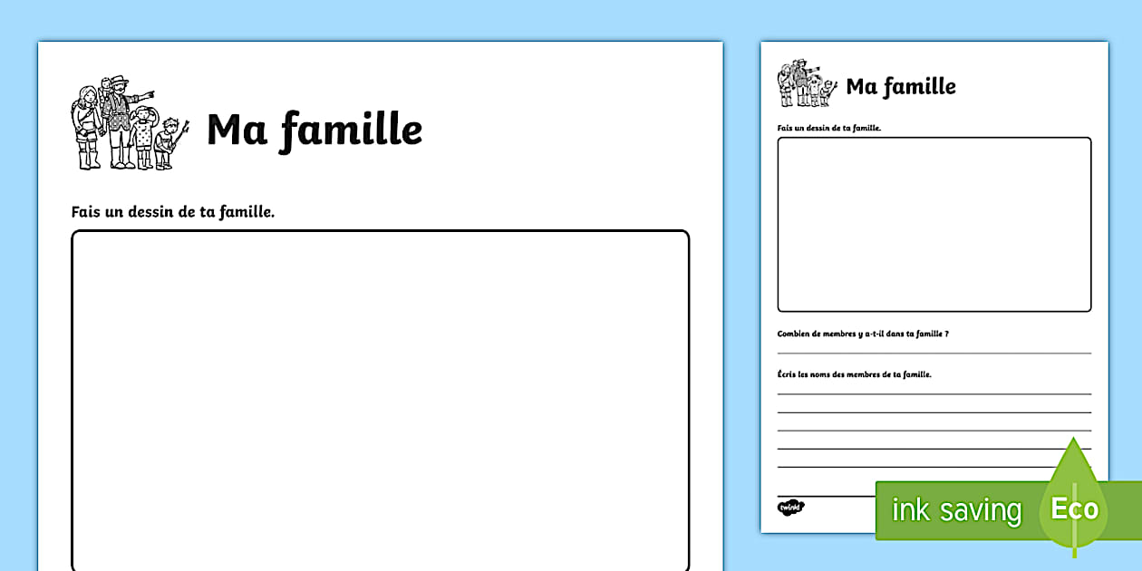 'Ma famille Worksheet' | Ressource Twinkl Education