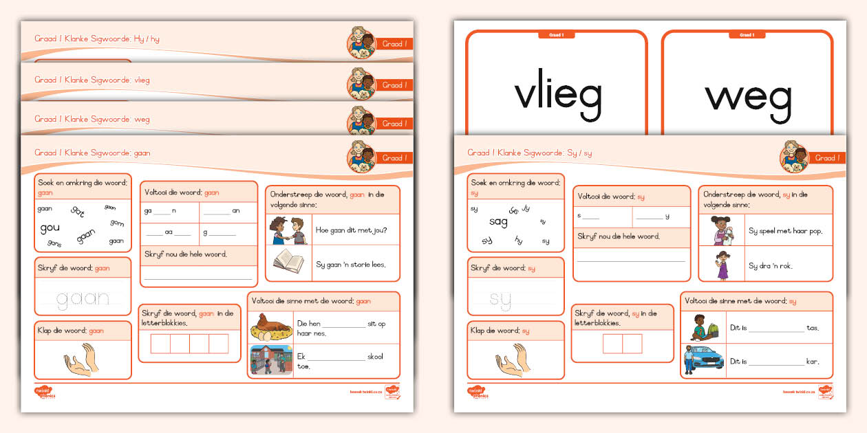 Graad 1 Klanke Sigwoorde m, v (teacher made) - Twinkl