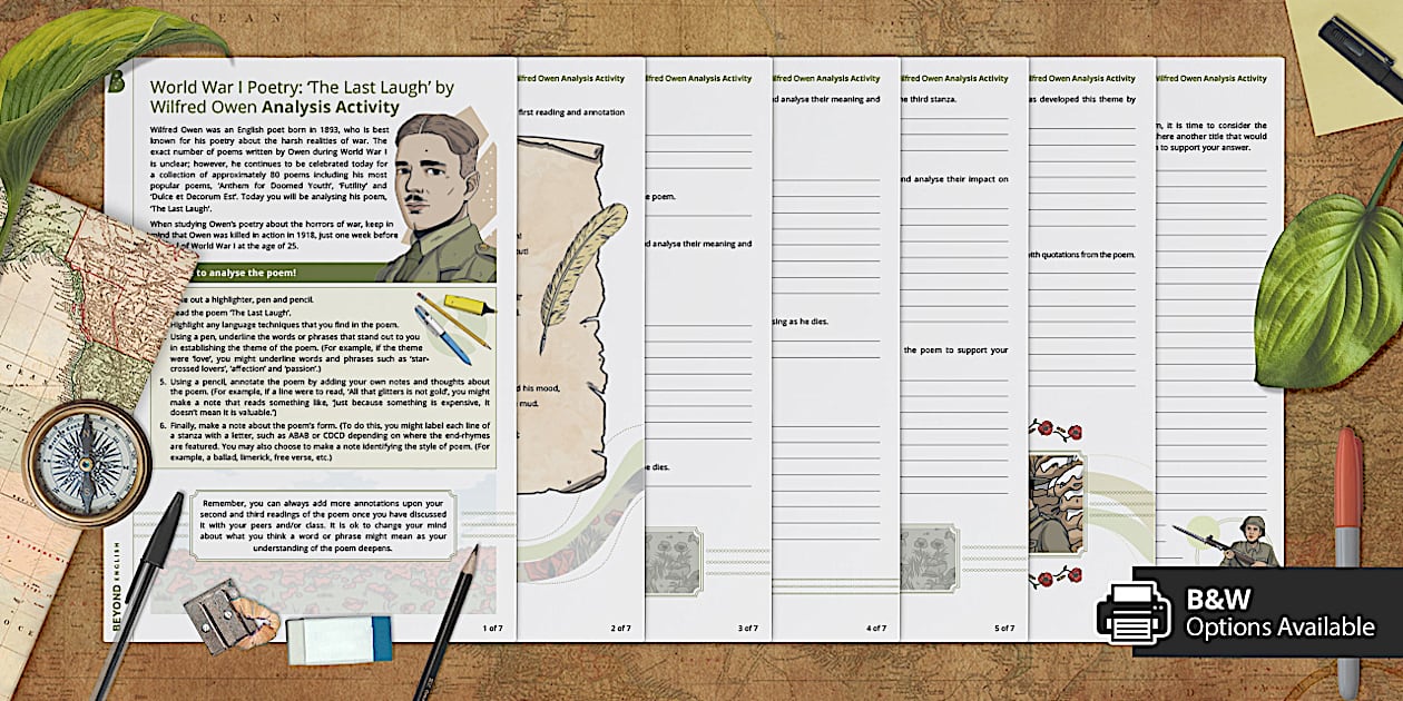 World War I Poetry: 'The Last Laugh' Wilfred Owen Activity