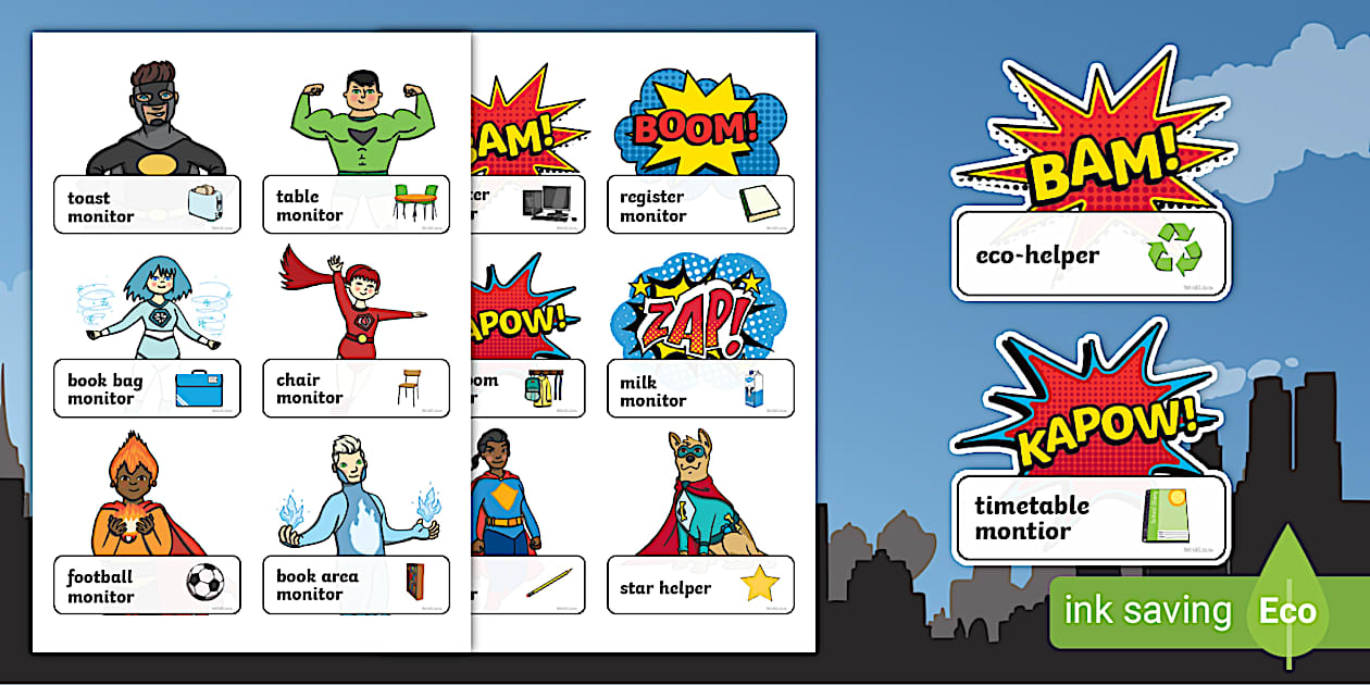 Editable Superhero Classroom Monitor Labels - Twinkl