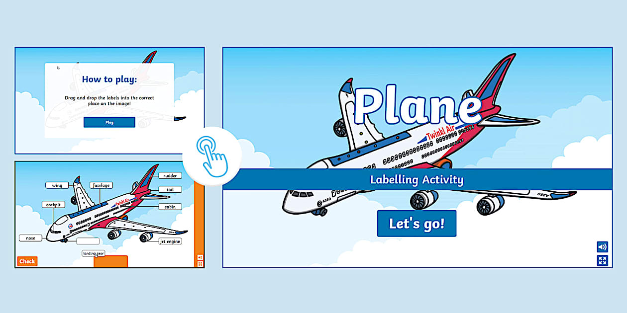Plane Interactive Labelling Activity (teacher made) - Twinkl