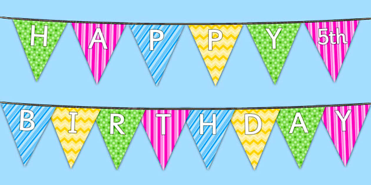 Editable Happy 5th Birthday Bunting (teacher made) - Twinkl
