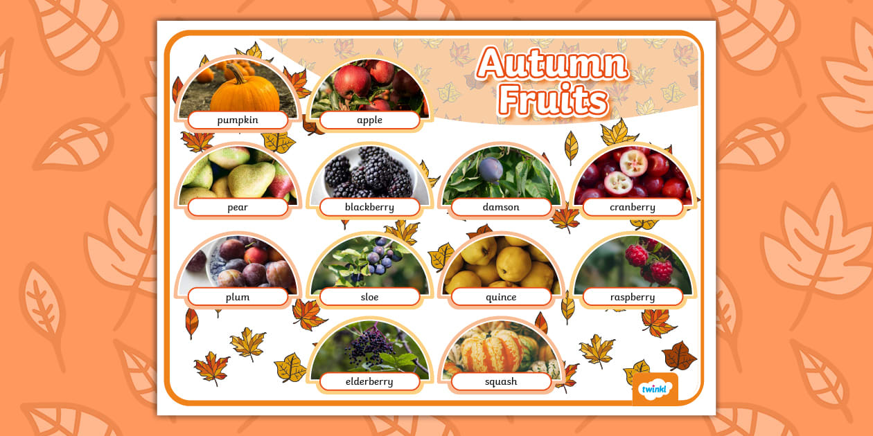 Autumn Fruits Word Mat (teacher made) - Twinkl