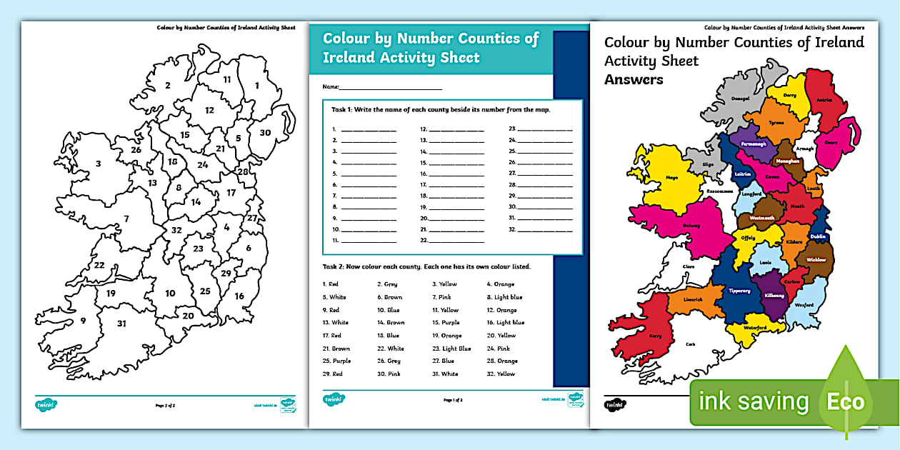 Map Of Ireland Worksheet - Twinkl Ireland (teacher made)