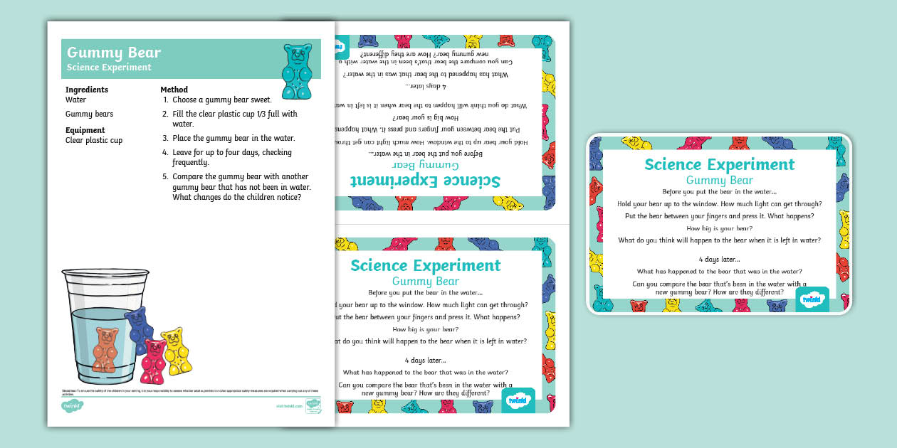 EYFS Gummy Bear Science Experiment and Prompt Card Pack