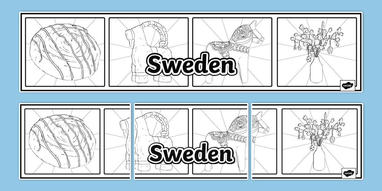 Sweden Colouring Display Banner (teacher made) - Twinkl