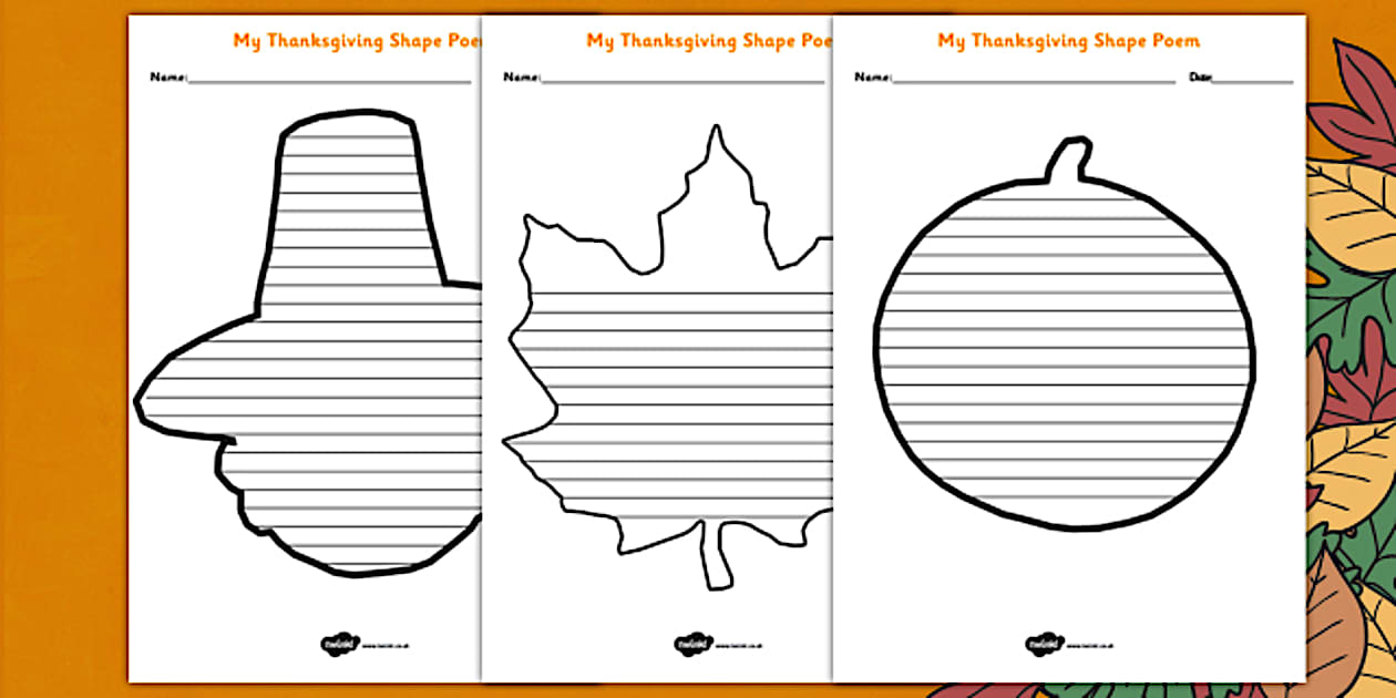 Thanksgiving Shape Poetry Template (teacher made) - Twinkl