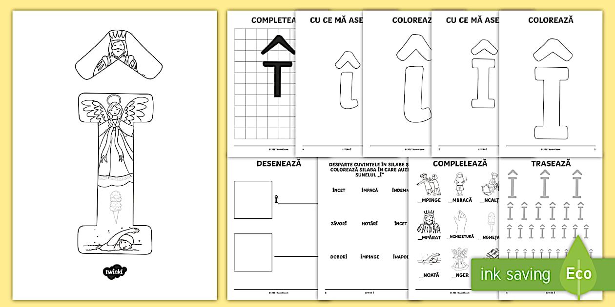 Consolidarea literei Î - Broșură cu activități - Twinkl