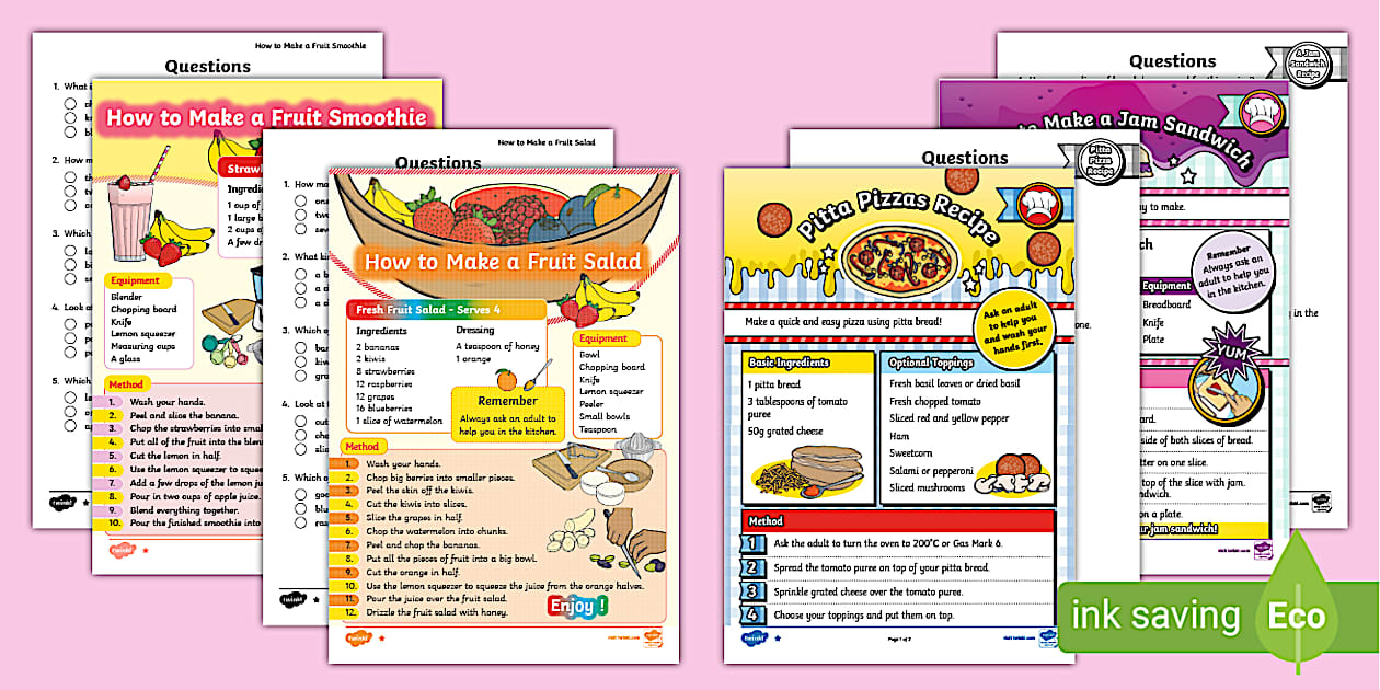 Recipe Comprehension Worksheets PDF | Twinkl | KS1 - Twinkl