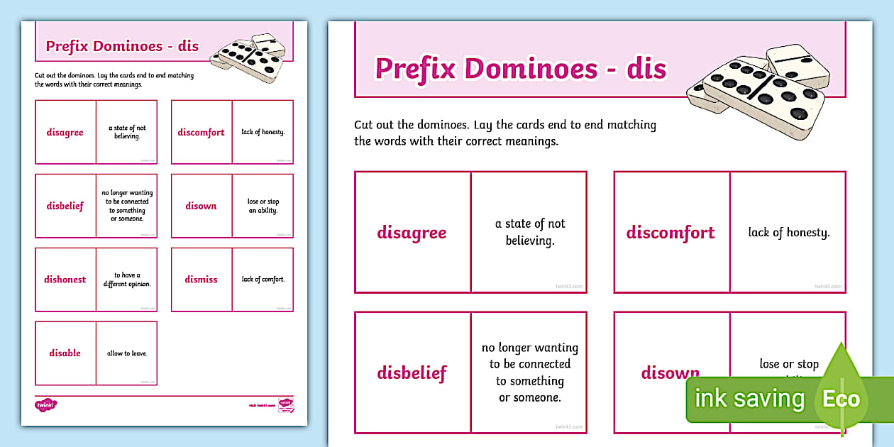 Prefix Dominoes - dis (teacher made) - Twinkl