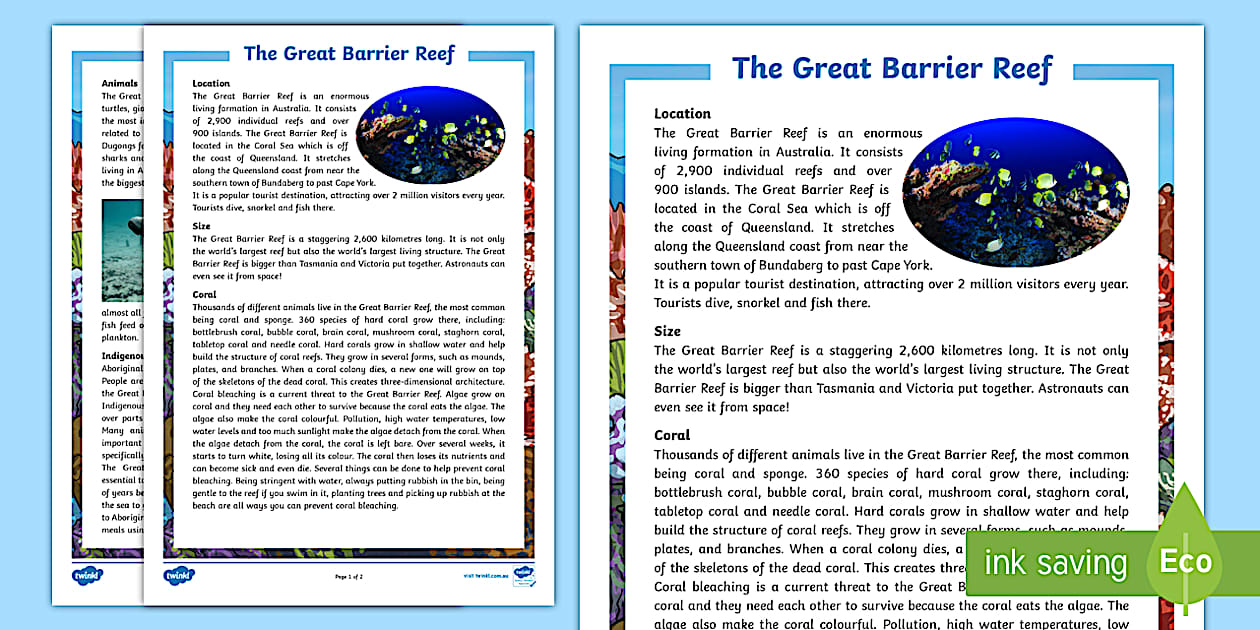 Great Barrier Reef Fact File | Primary Resource | Twinkl