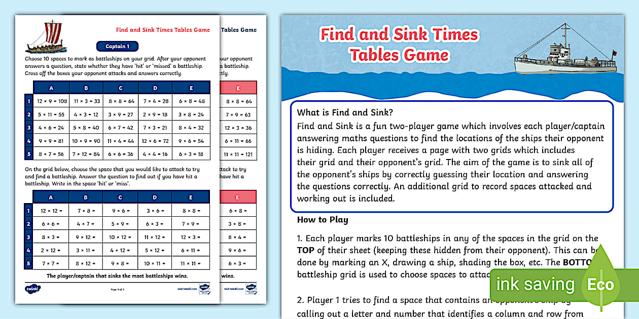 👉 KS2 Find and Sink Times Tables Game - Twinkl