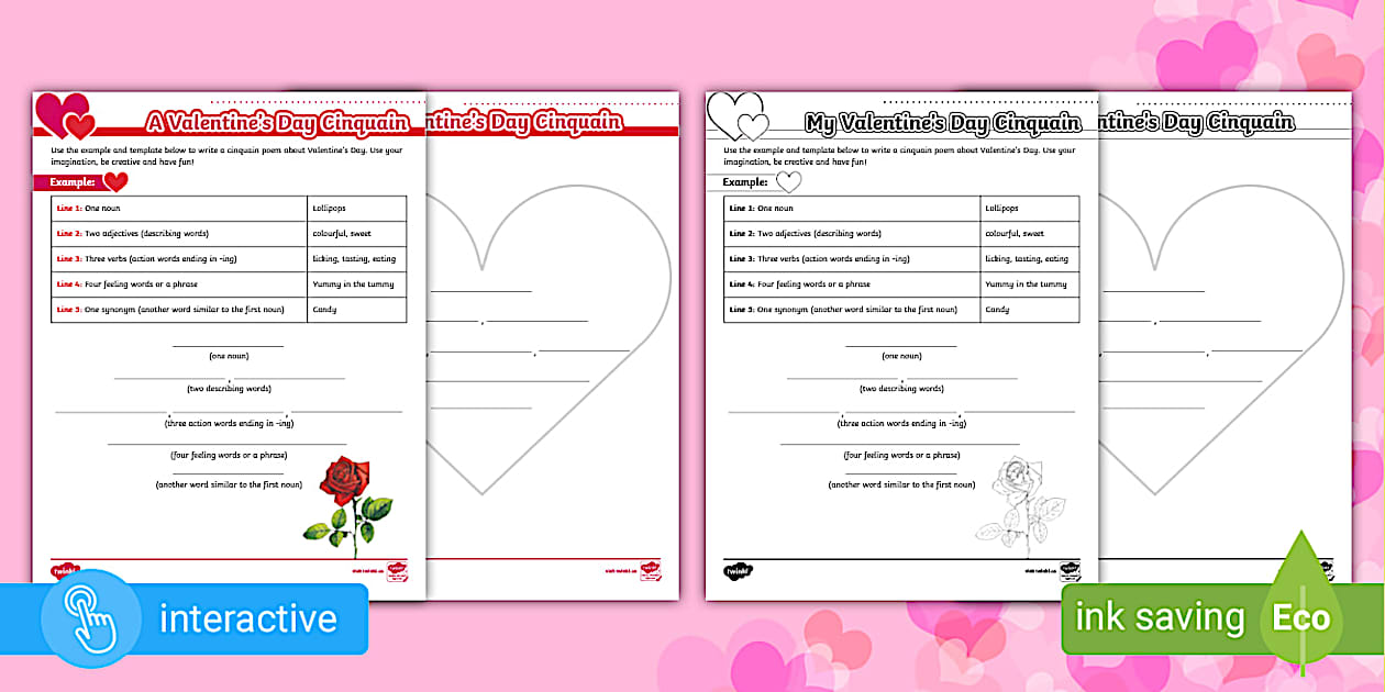 Valentine's Day Poetry Writing Activity - Grades 4-6