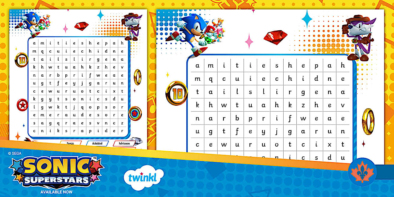 FREE! - Sonic: Word Search for Grade 3-5 French - Twinkl