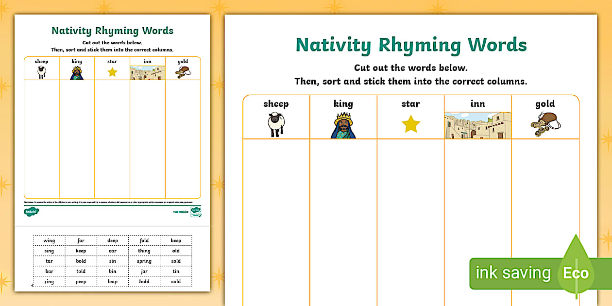 Nativity Rhyming Words (Teacher-Made) - Twinkl
