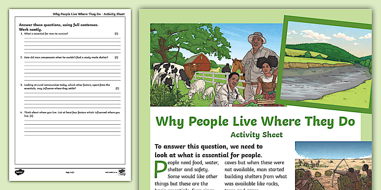 Why People Live Where They Do - Activity Sheet - Twinkl