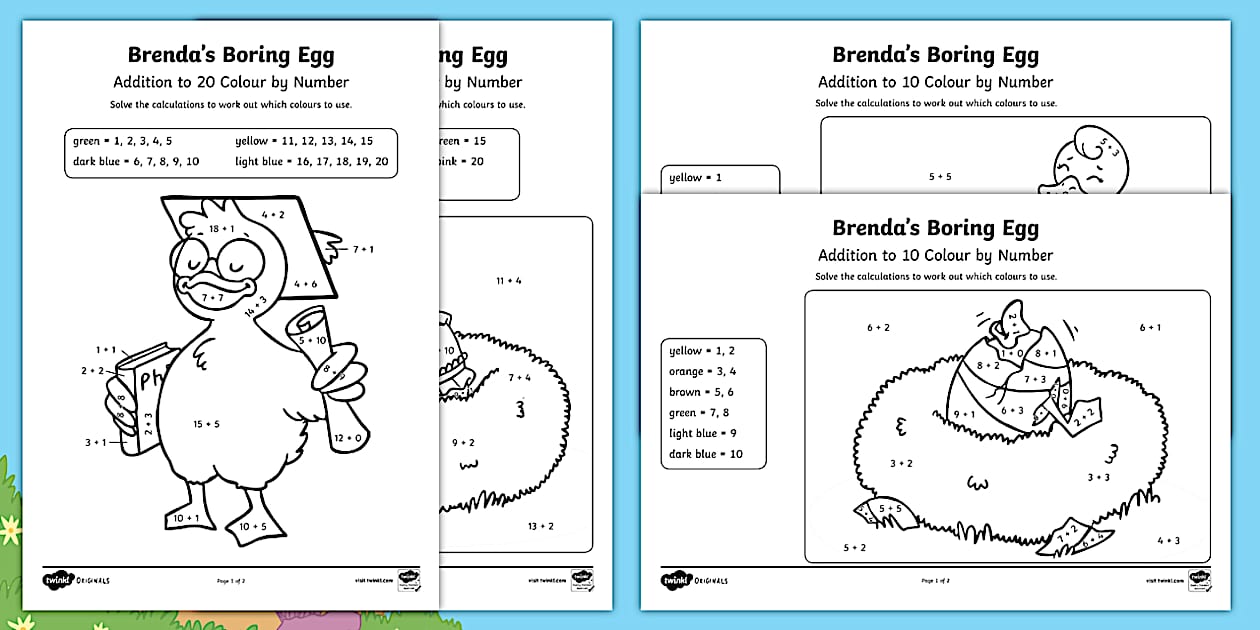 Brenda's Boring Egg Addition Colour-by Number Activity Pack