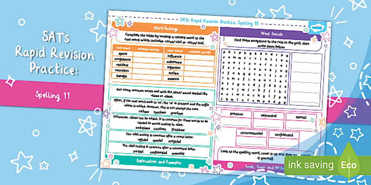 SAT Spelling Revision Sheet 11 | Parents Revision Support