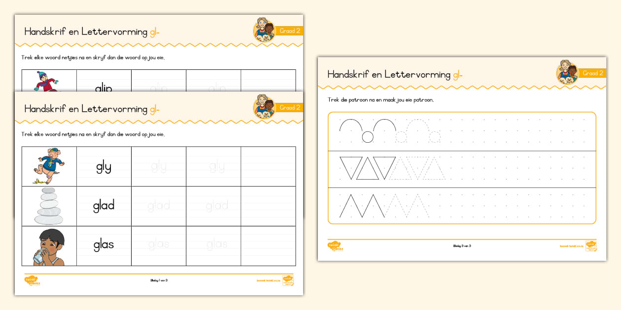 Graad 2 Klanke Handskrif en Lettervorming gl - Twinkl