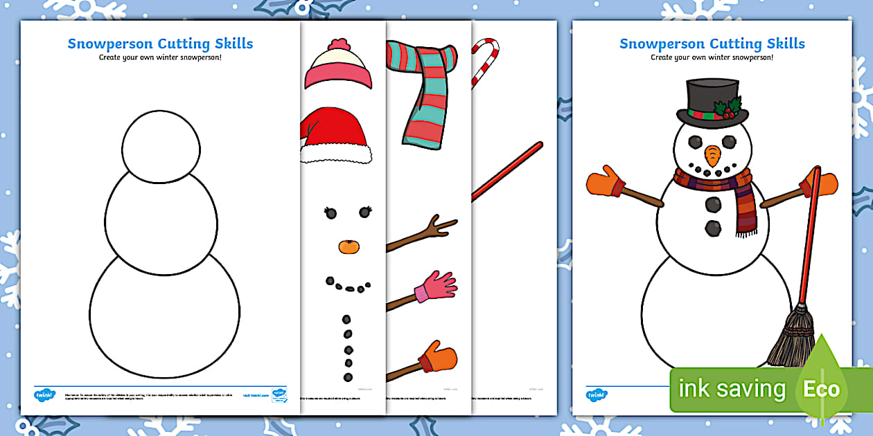 Snowperson Cutting Skills Activity | Twinkl (teacher made)