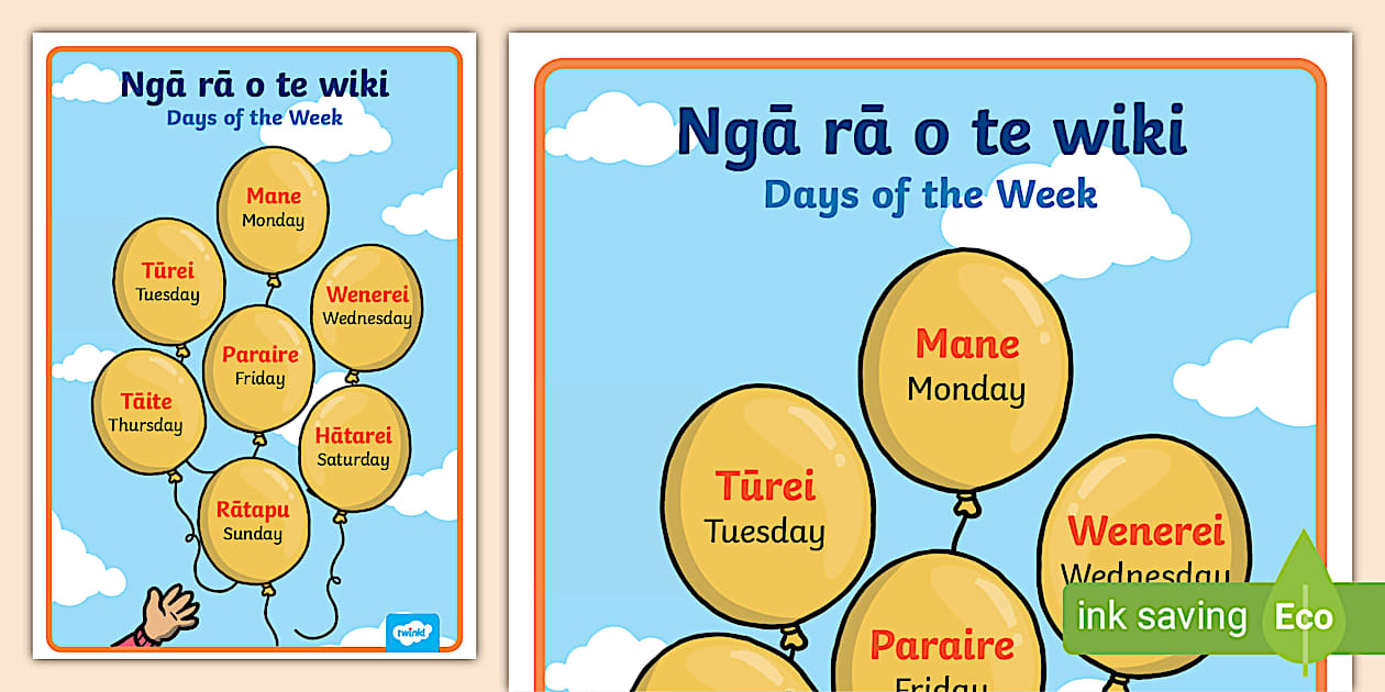 Māori Days of the Week Poster | Twinkl NZ (teacher made)