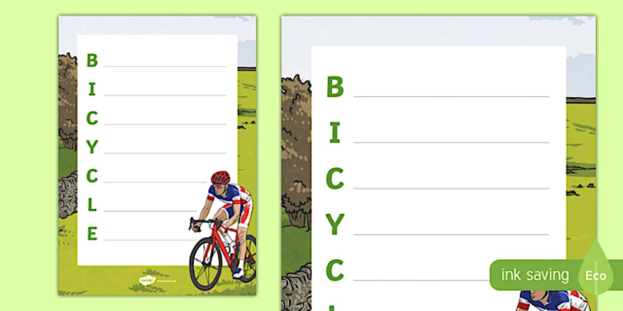 Bicycle Acrostic Poem (teacher made) - Twinkl