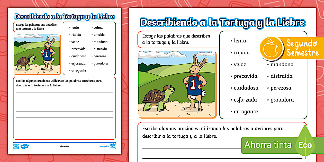 Guía de Trabajo La Liebre y la Tortuga Descripción