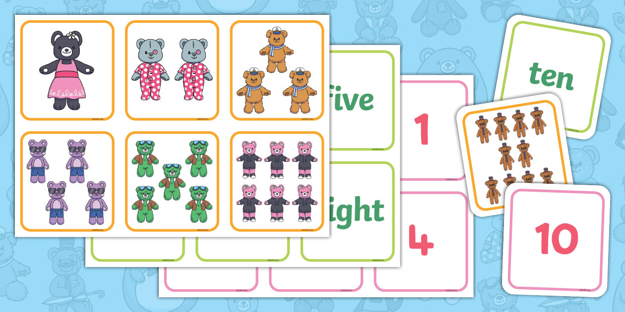 👉 Teddy Bear Numbers to 10 Matching Cards (teacher made)