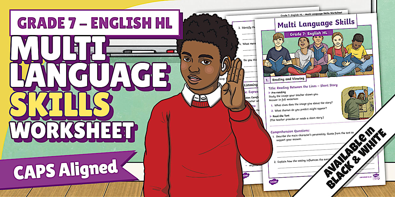 Grade 7- English HL - Multi Language Skills Worksheet - Term 1 (CAPS ...