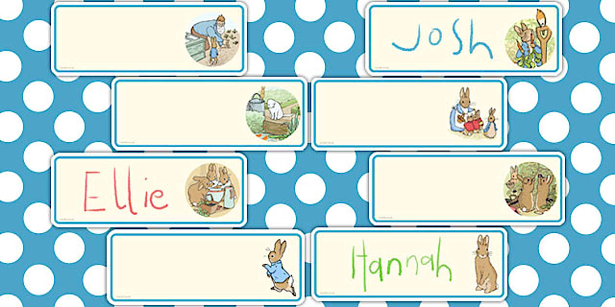 The Tale of Peter Rabbit Editable Drawer Peg Name Labels - rabbit