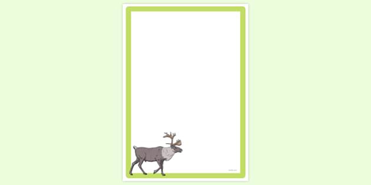 Simple Blank Caribou Reindeer Page Border | Page Borders
